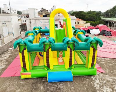 China Safari Park Inflatable Playground Coconut Tree Bounce Slide for sale