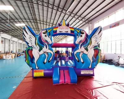 China Custom Inflatable Unicorn Bouncer Kids Jumping Castle 110kg PVC Tarpaulin for sale
