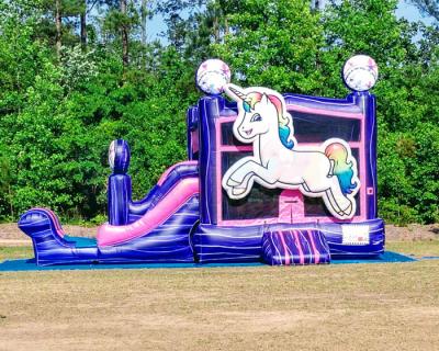 China Backyard Unicorn Jumping Castles Inflatable Bounce House Water Slide for sale
