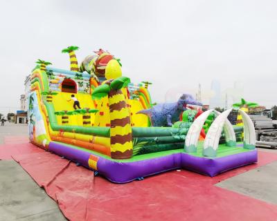 China Backyard Commercial Inflatable Slide Dinosaur Jungle Park Bounce Castle for sale