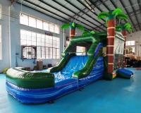 China EN71 Palm Tree Bouncy Castle Water Slide Combo Bounce House for sale