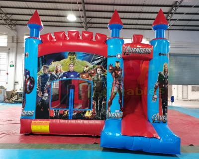 China Outdoor Kids Super Hero Inflatable Bouncer Slide 110kg Capacity Quadruple Stitching for sale