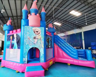China Customizable Frozen Themed Inflatable Bounce House with Slide 110kg for sale