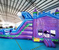 China Custom Size Inflatable Bounce House with Water Slide 0.55mm PVC Tarpaulin 110kg for sale