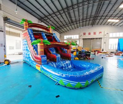 China Custom 18OZ PVC Inflatable Water Slide with Pool for Public Parks for sale