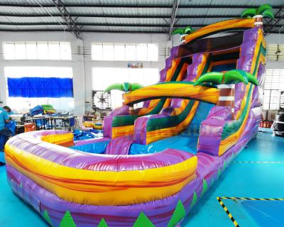 China Playground Bounce House Inflatable Water Slide With Pool for sale