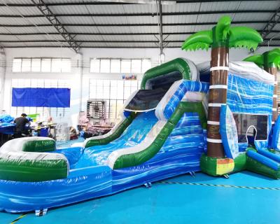 China Palm Tree Inflatable Bouncer Slide 110kg Capacity Commercial Grade PVC for Backyard for sale