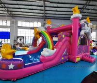 China Inflatable Unicorn Waterslide Castle Combo Bounce House 110kg Commercial Grade PVC for sale