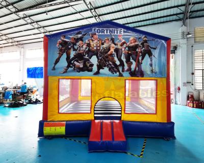 China Commercial 0.55mm PVC Inflatable Bounce House 5x4.5m Quadruple Stitching for sale