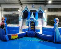 China Frozen Double Jumping Bouncer Inflatable Water Slide With Pool for sale