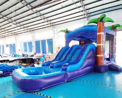 China Palm Tree Inflatable Bouncer Slide 110kg Triple Stitching Commercial Grade for sale