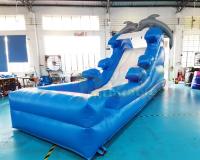 China Children 0.55mm PVC Inflatable Water Slide With Pool Double Stitching for sale