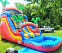 China ODM Palm Tree Bounce House With Slide Digital Printing Logo for sale