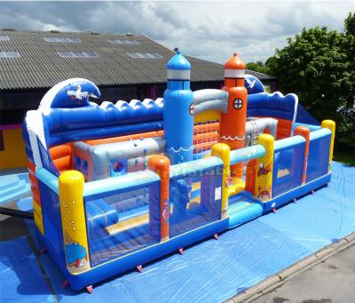 China Commercial 30x37m Inflatable Amusement Park Bouncy Castle with Slide and 0.55mm PVC Construction for sale