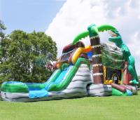 China Playground Dinosaur Inflatable Bouncer Slide Quadruple Stitching for sale
