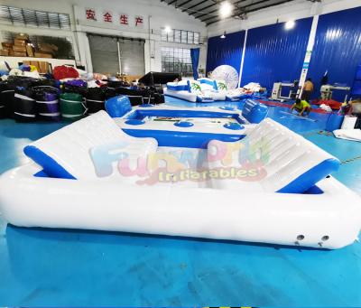 China Commercial Grade Inflatable Floating Island 110kg PVC Plato Boat for Water Park for sale
