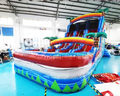 China Double Side Rainbow Bouncer Outdoor Inflatable Water Slides For Kindergarten for sale