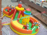 China Commercial Inflatable Playground 20x10x5m Fire Retardant PVC Tarpaulin for sale