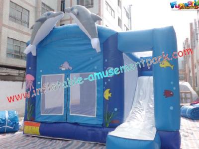 China Blue Outdoor Inflatable Bouncer Slide Commercial With Castles for sale