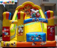 China Custom Kids Amusement Mickey Commercial Inflatable Slide 9m x 4.5m Safety Handles for sale