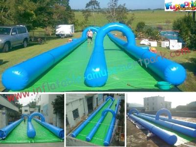 China Custom 60m Double Lane Inflatable Water Slide with 0.55mm PVC Material for Outdoor Play Centers and Rental for sale