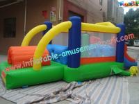 China Commercial Grade PVC Tarpaulin Inflatable Bounce House Blower With Slide 6.6m x 2.6m for sale