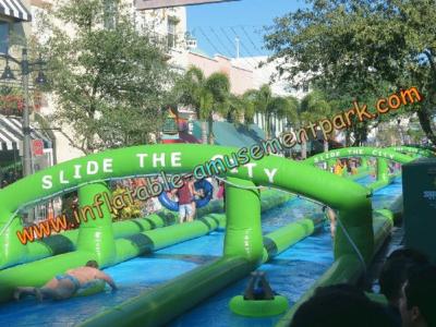 China 300m PVC Tarpaulin Giant Inflatable Water Slide 0.55mm Thickness Outdoor for sale