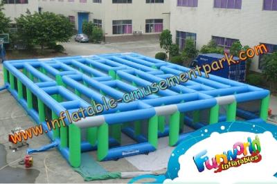 China Blue PVC Tarpaulin Inflatable Maze Bouncer 12x10x2m for Adults Seek Hide for sale