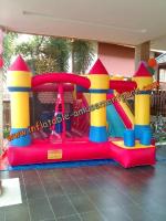 China Golden Combo Inflatable Bouncer Slide 5x5m UV Resistant PVC Commercial Bounce House for sale