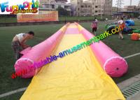China 50M Single Lane Pink Inflatable Water Splash Slip Slide With Pool for sale