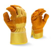 China Yellow 35cm 40cm Leather Palm Work Gloves Impact Resistant Thornproof for sale