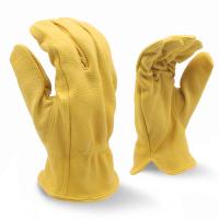 China 10.5 Inch Womens Leather Work Gloves Yellow Fire Proof for sale