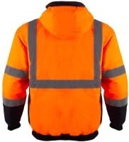 China Full Zip Padding Orange Bomber Hi Vis Waterproof Jacket Soft Fleece Lining for sale
