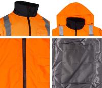 China Full Zip Padding Orange Bomber Hi Vis Waterproof Jacket Soft Fleece Lining for sale