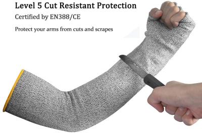 China Nylon HPPE 13 Gauge Knife Proof Cut Resistant Sleeves With Thumb Hole for sale
