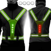 China 38inch Reflective Running Vest With Led Lights 45m-200m Visual Range for sale