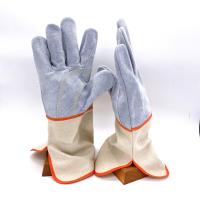 China Glass Fibre Welder Leather Heat Resistant Safety Gloves Anti Slip 212F 100C for sale
