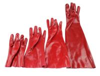 China Safety Cuff Red PVC Dipped Chemical Resistant Gloves 18'' for sale
