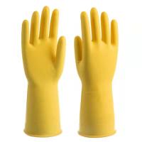 China Flock Lined Oilproof Latex Rubber Gloves Chemical Resistance 22 Inch for sale
