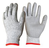 China String Cotton Knitted Cut Resistant Pu Gloves Ultra Firm Food Grade for sale