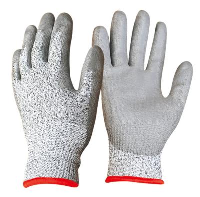 China String Cotton Knitted Cut Resistant Pu Gloves Ultra Firm Food Grade for sale