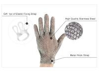 China Metal Hook Strap Chainmail Butcher Glove For Cutting EN420 EN388 for sale