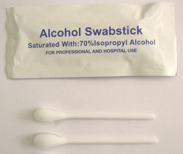 China Alcohol Swabstick 70% Isopropyl Alcohol 150x40mm Sterile Medical Cotton Swabsticks for sale