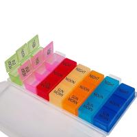 China Plastic Medicine Box 21 Compartment Portable Travel Pill Organizer Colorful for sale