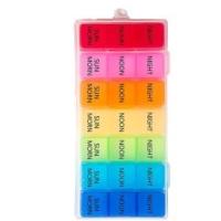 China Plastic Medicine Box 21 Compartment Portable Travel Pill Organizer Colorful for sale