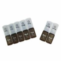 China Large 7 Day Pill Organizer 14 Compartment Double Row Weekly Medicine Case Black White for sale