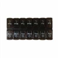 China Large 7 Day Pill Organizer 14 Compartment Double Row Weekly Medicine Case Black White for sale