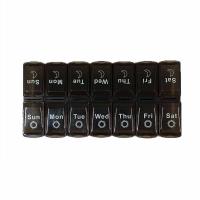 China Large 7 Day Pill Organizer 14 Compartment Double Row Weekly Medicine Case Black White for sale