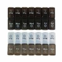 China Large 7 Day Pill Organizer 14 Compartment Double Row Weekly Medicine Case Black White for sale