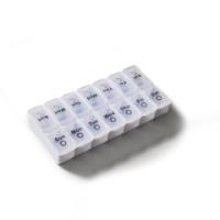 China Large 7 Day Pill Organizer 14 Compartment Double Row Weekly Medicine Case Black White for sale